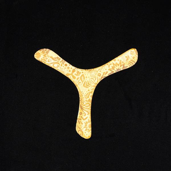 Laser-Etched Natural Deco Tri-Rang Boomerang – Wood N’ Wooden